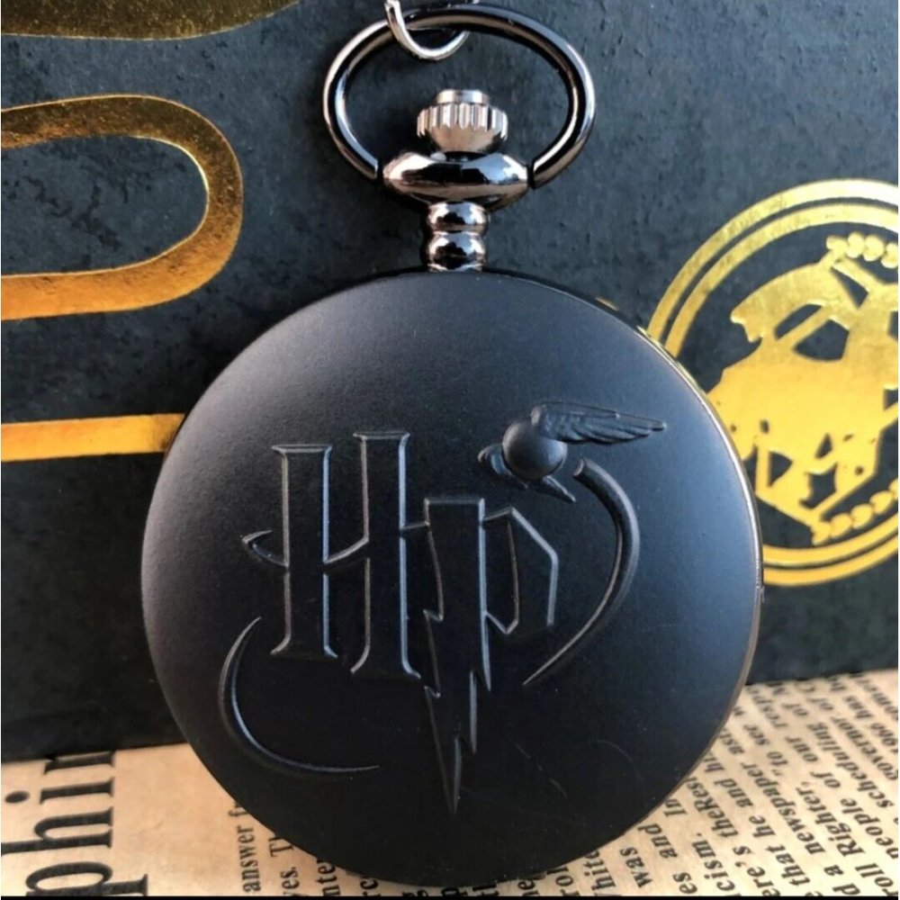 New Harry Potter Black Pocket Watch W/ Chain Matte Fi… - Gem